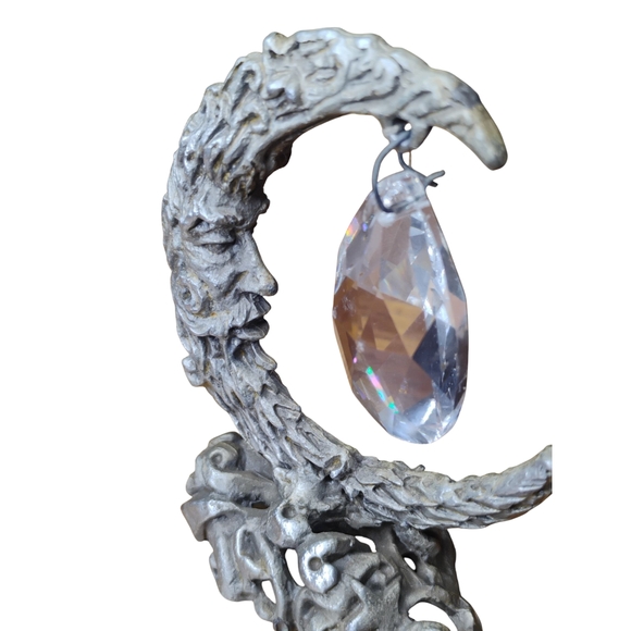 Accents | Vintage Collectors Pewter Magic Moon Hanging Teardrop Crystal ...
